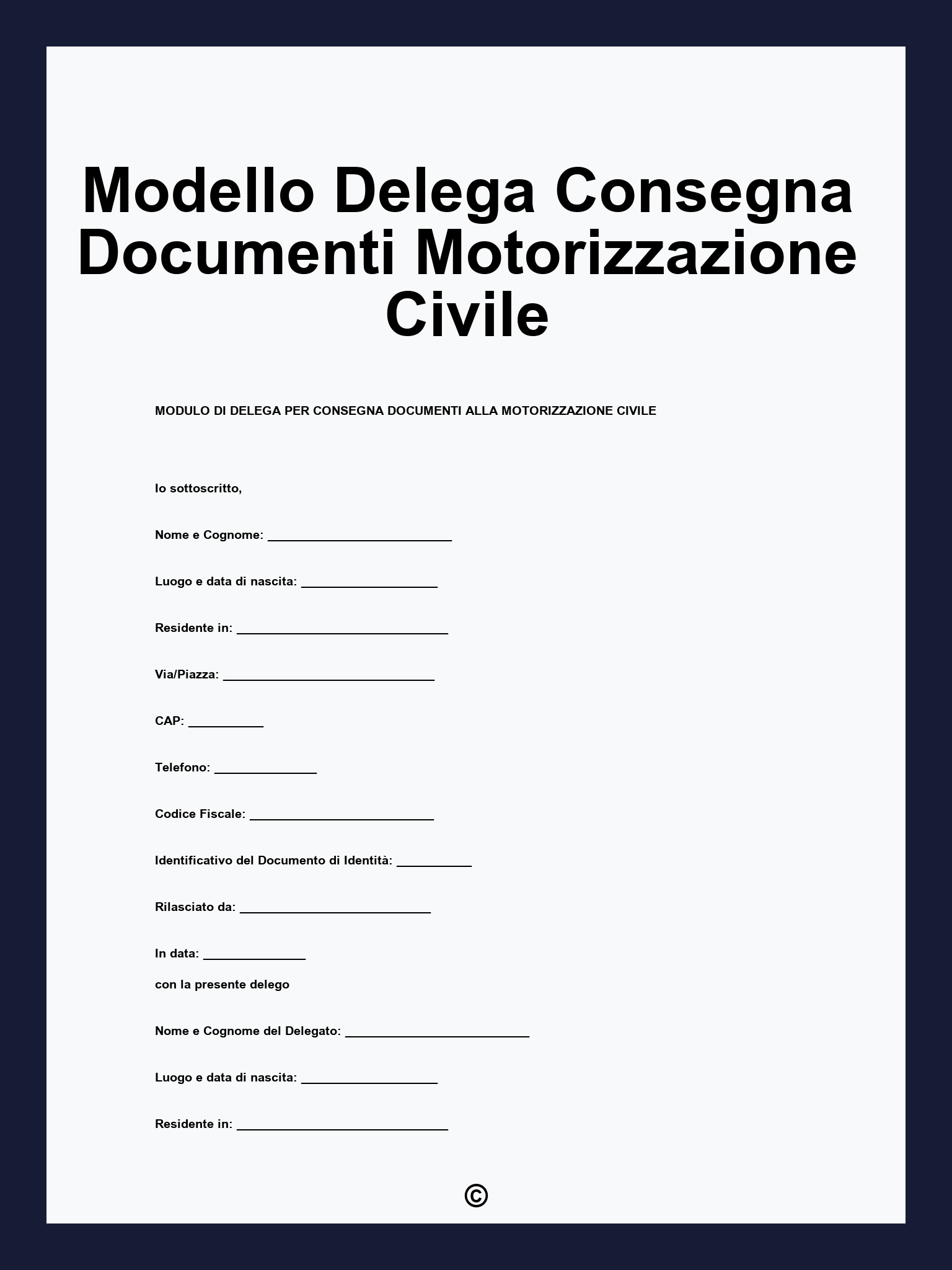 Modello Delega Consegna Documenti Motorizzazione Civile