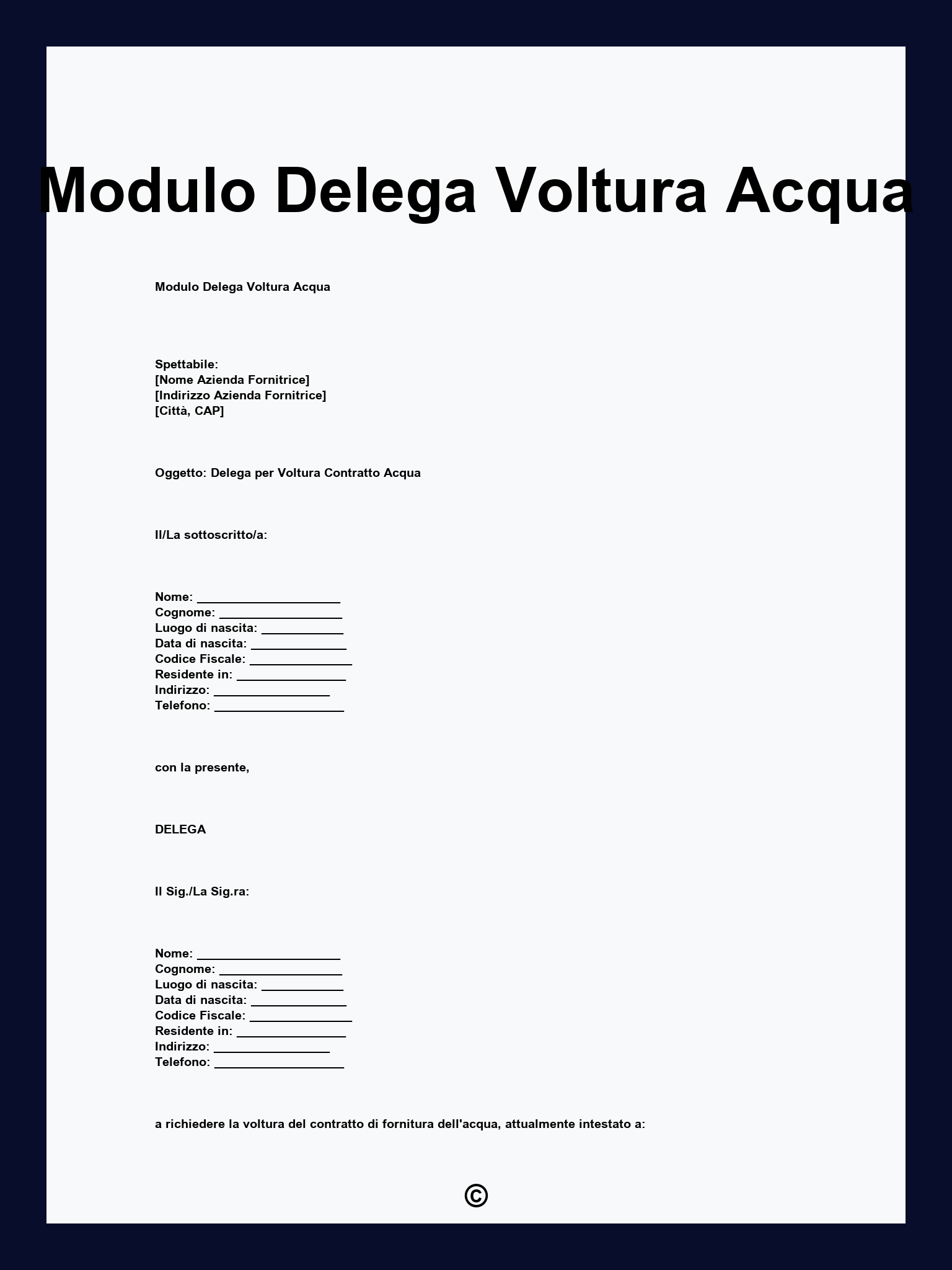 Modulo Delega Voltura Acqua