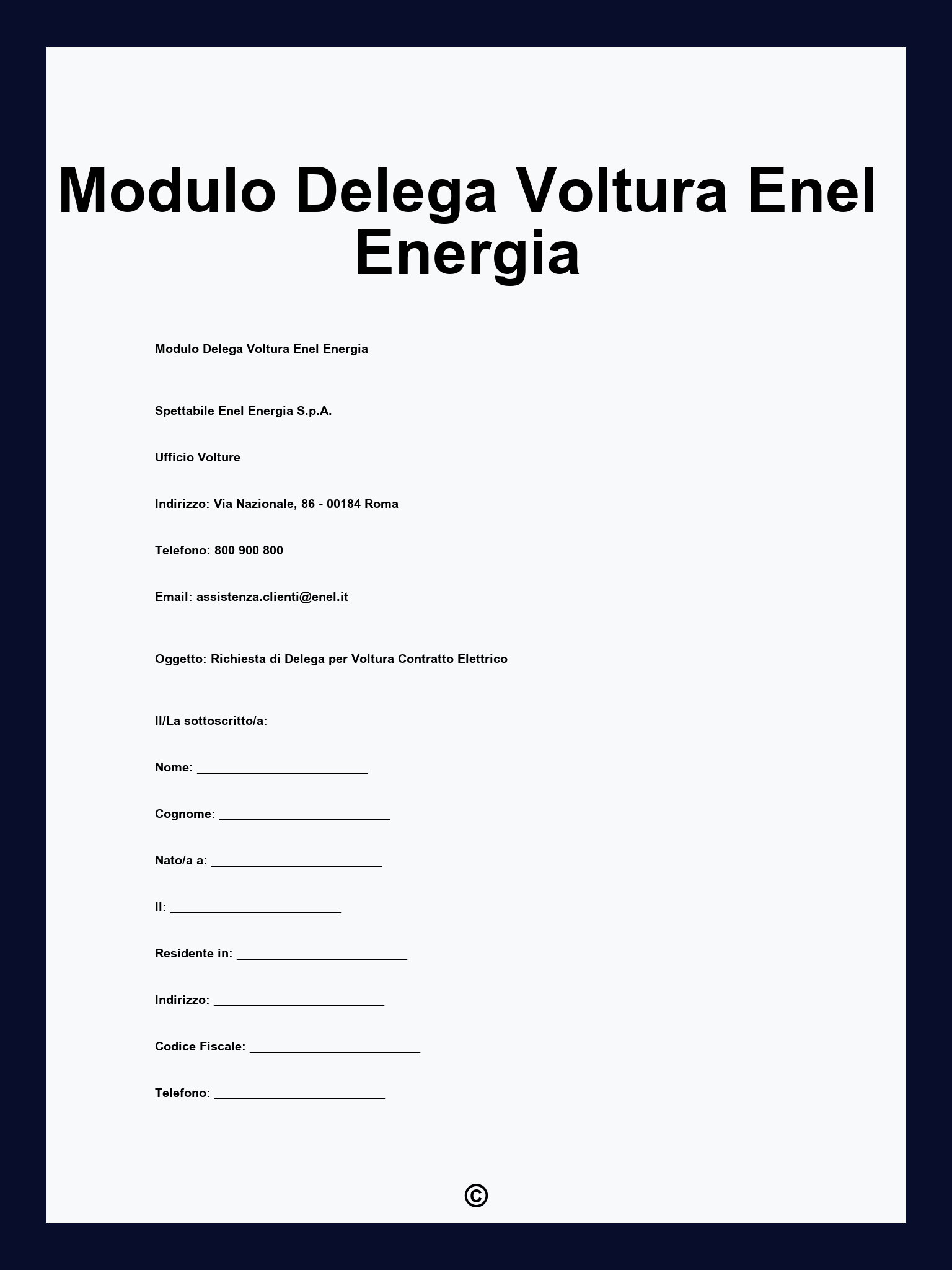 Modulo Delega Voltura Enel Energia