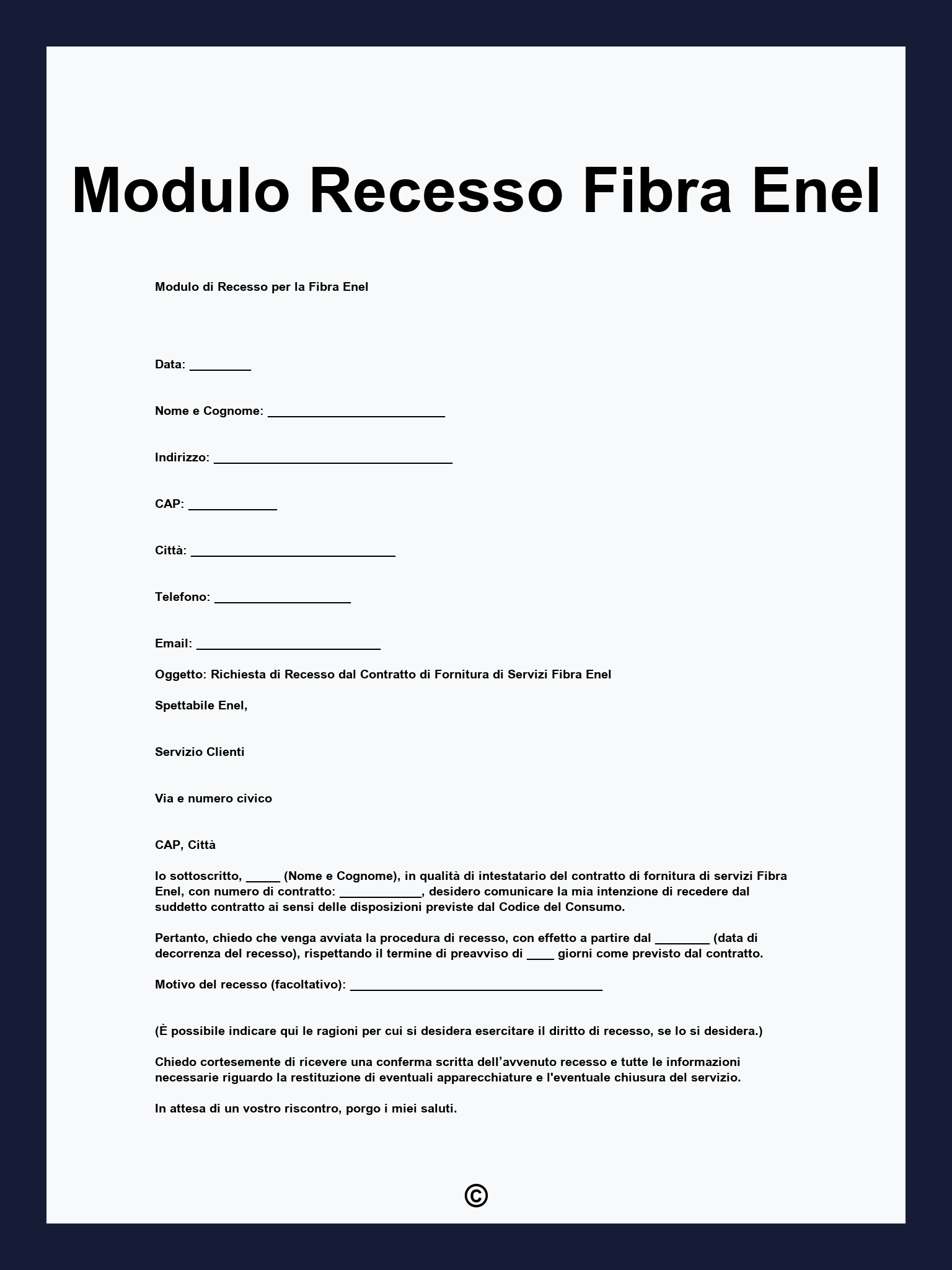 Modulo Recesso Fibra Enel