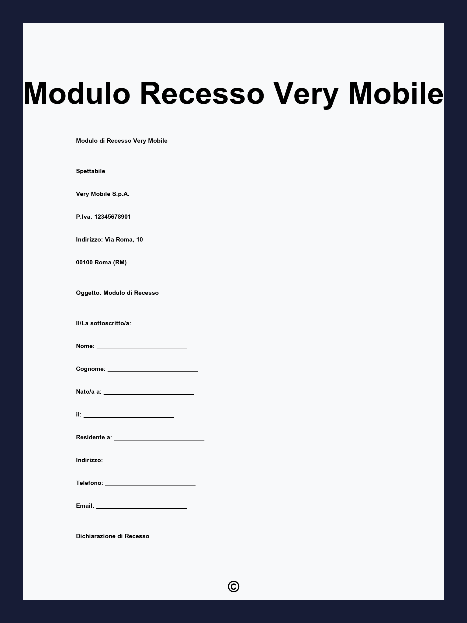 Modulo Recesso Very Mobile